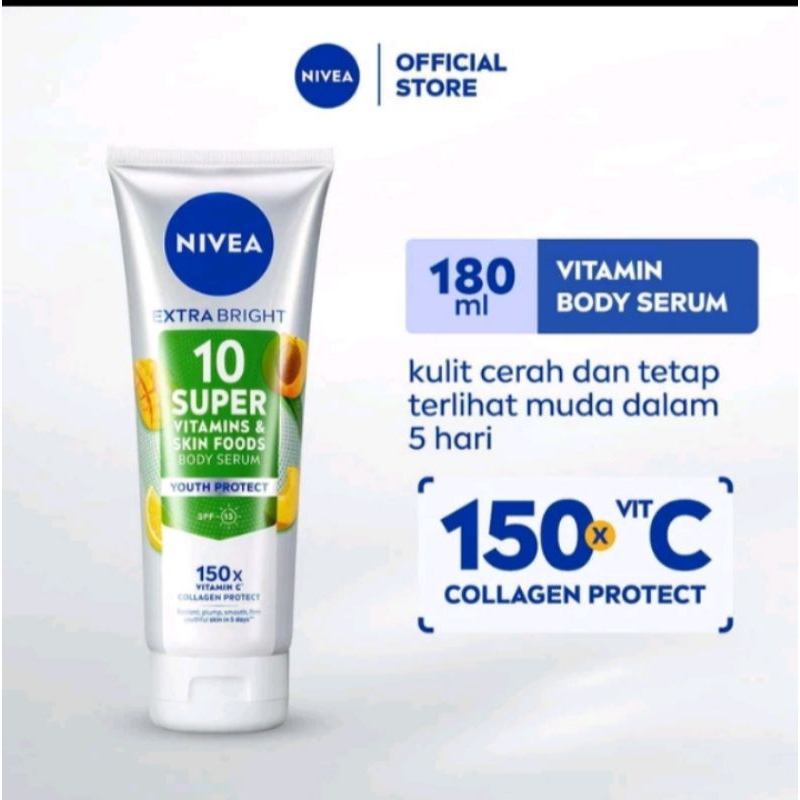 Jual NIVEA Body Serum Extra Bright 10 Super Vitamins & Skin Foods ...