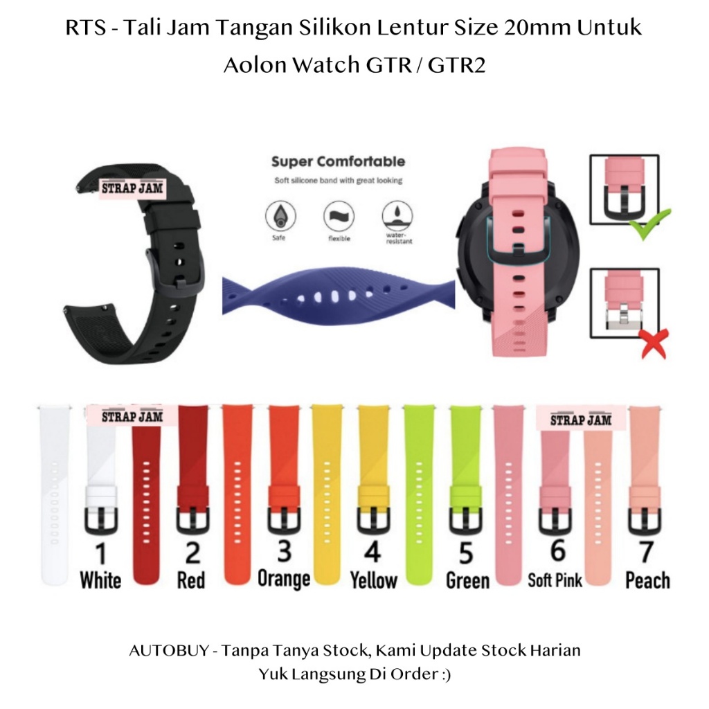 Jual RTS 20mm Tali Jam Tangan Aolon Watch GTR / GTR2 - Strap Rubber ...