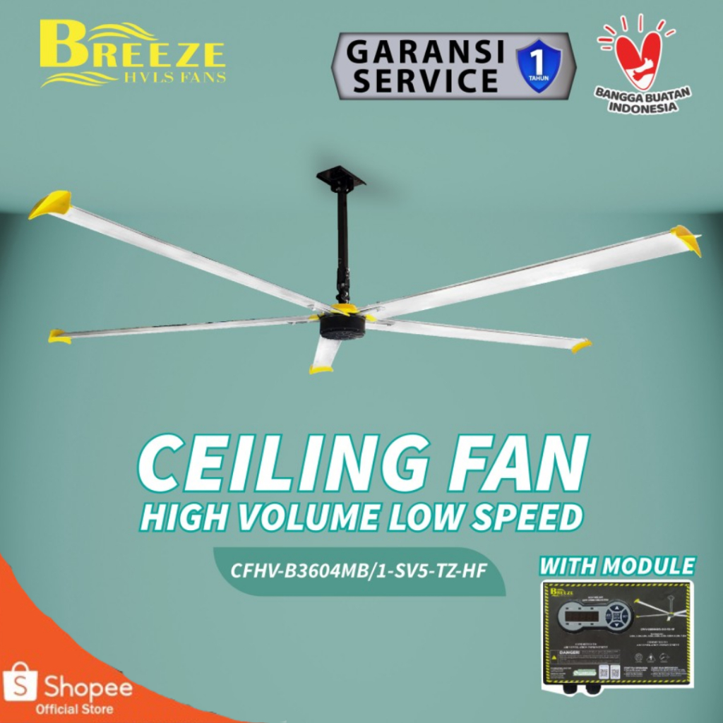 Jual Breeze Kipas HVLS Big Ceiling Fan CFHV-B3604MB/1-SV5-TZ-HF ukuran ...