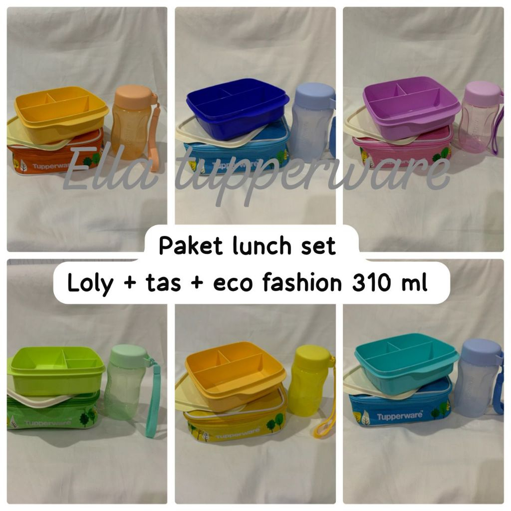 Jual SALE Lunch Set Lolly Tup + ECO Fashion 310 ml Putar Ulir + Tas ...