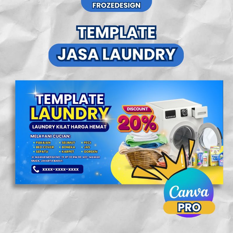 Jual Template Canva untuk Banner Jasa Laundry Mudah di Edit - Ukuran 72 ...