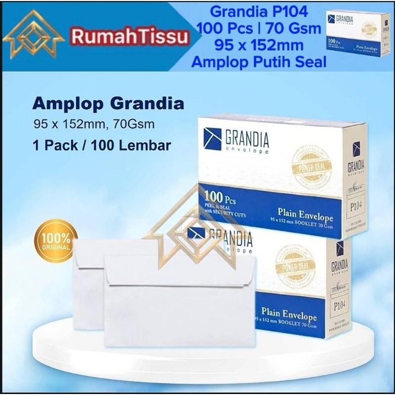 Jual Amplop Grandia P104 Putih Polos Seal Isi 100 Lembar 95 x 152mm 70 ...