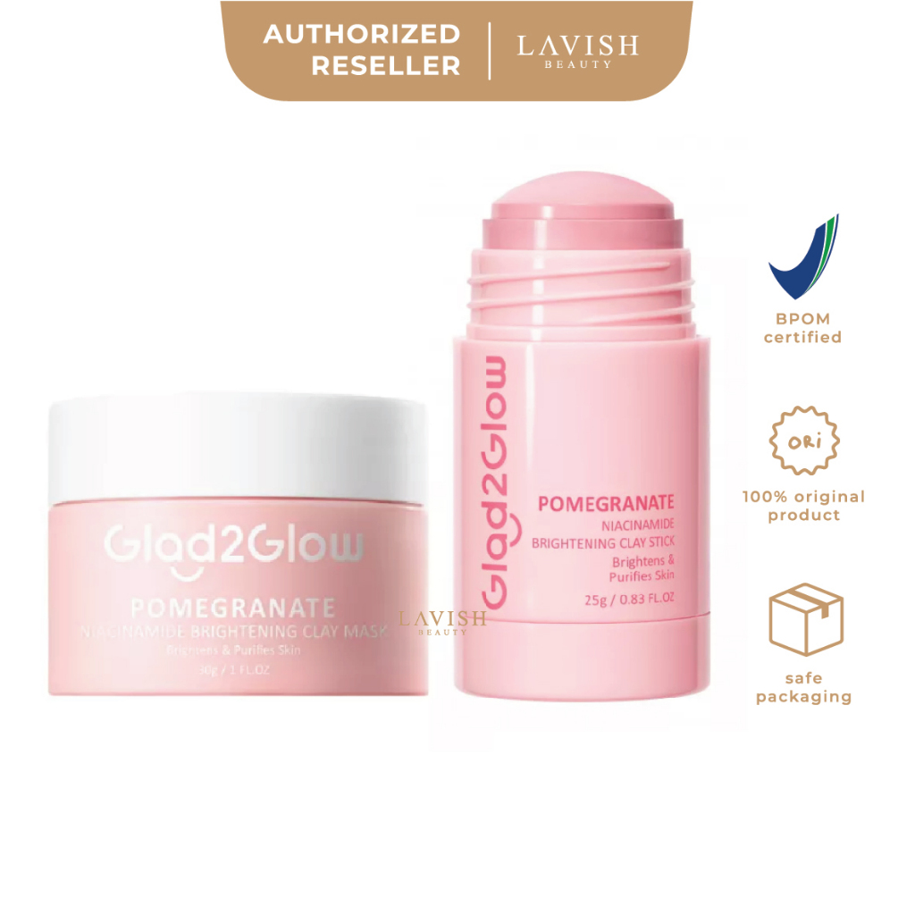 Jual GLAD2GLOW Pomegranate Niacinamide Brightening Clay Mask // Brightening Clay Stick | Shopee ...