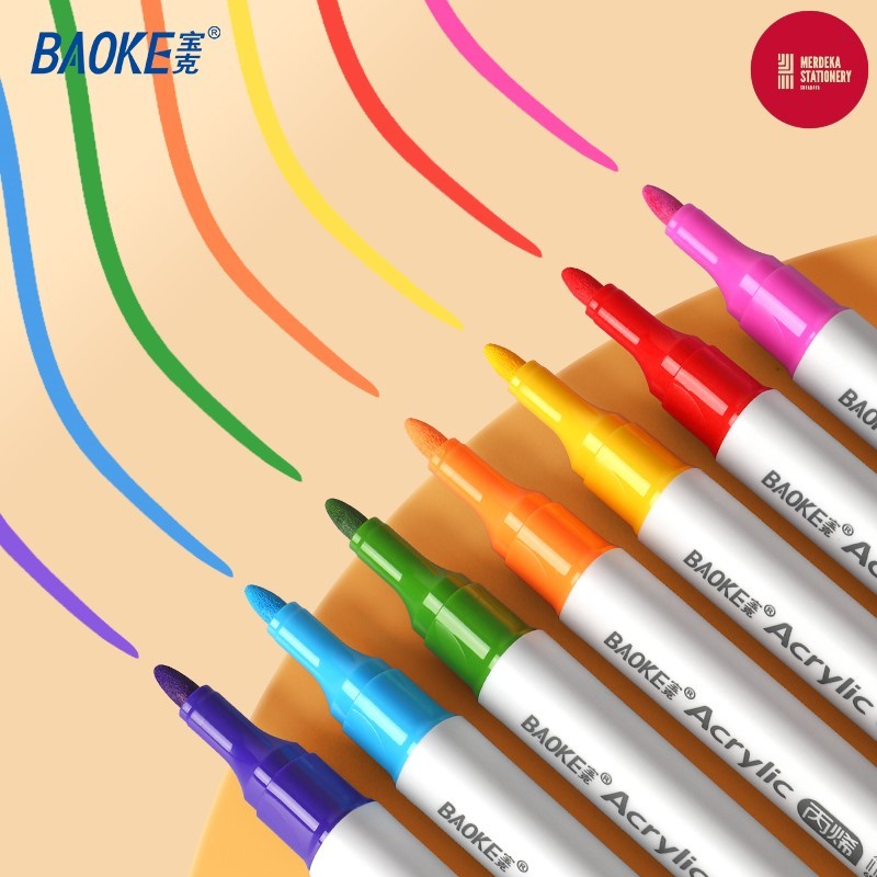 Jual Spidol/Sepidol/Marker Acrylic/Akrilik Pen 12 Warna Murah Baoke MP ...