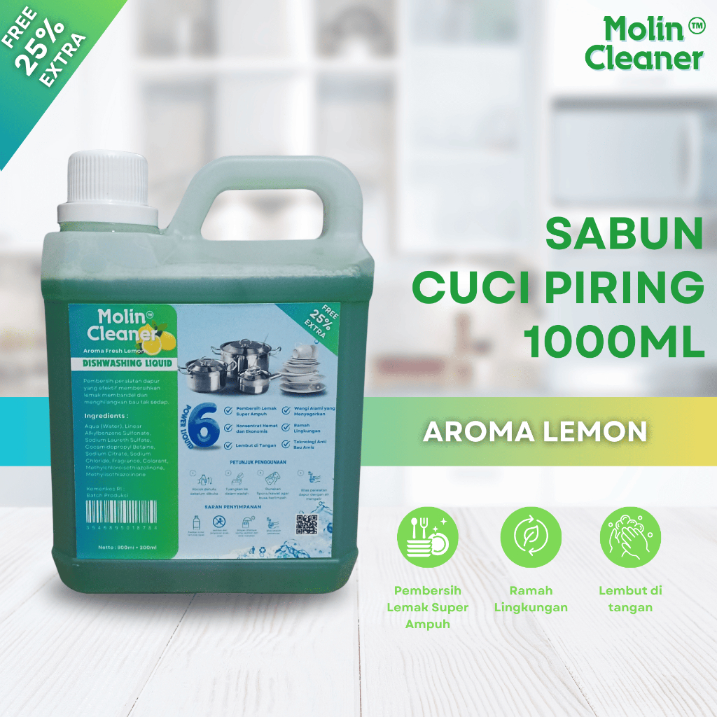 Jual Molin Cleaner Dishwashing Liquid Sabun Cuci Piring 1 Liter ...