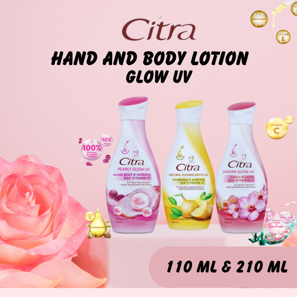Jual MFI - CITRA HAND & BODY LOTION NATURAL GLOW UV | NETTO 110 ML & 210 ML | Shopee Indonesia