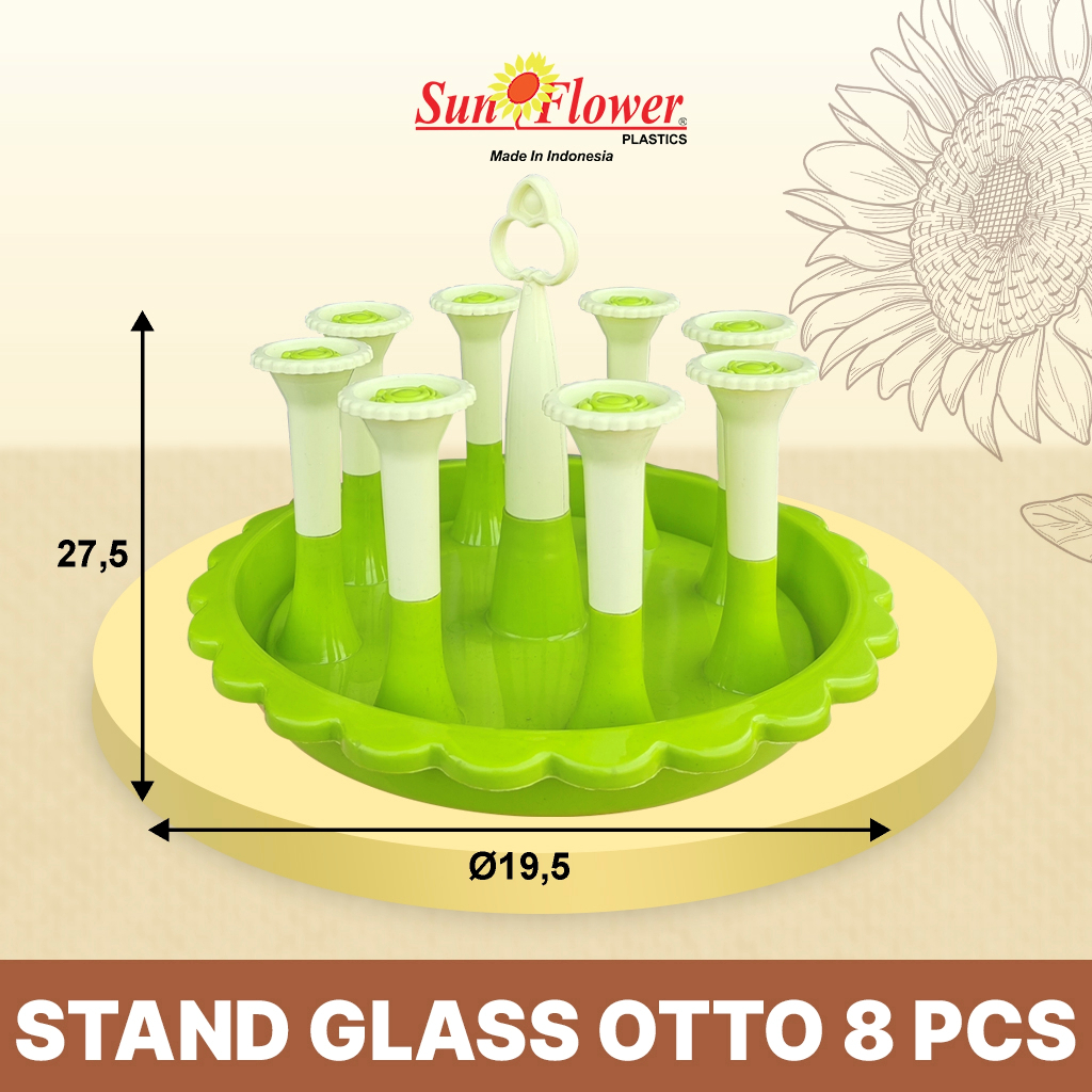 Jual STAND GLASS OTTO Sunflower/Tatakan Gelas / Rak Gelas isi 8 / Stand Glass 8 stick | Shopee ...
