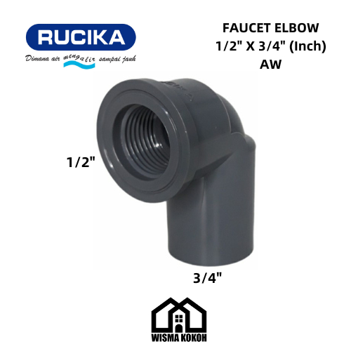 Jual RUCIKA KENI DRAT DALAM / FAUCET ELBOW PVC 1/2" x 3/4" (Inch) AW | Shopee Indonesia
