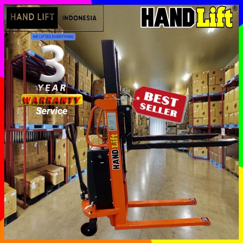 Jual semi electric stacker 2ton / 2meter , hand lift batray / aki ...