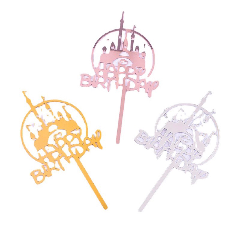 Jual Cake topper happy birthday istana bahan akrilik / toper kue ulang ...
