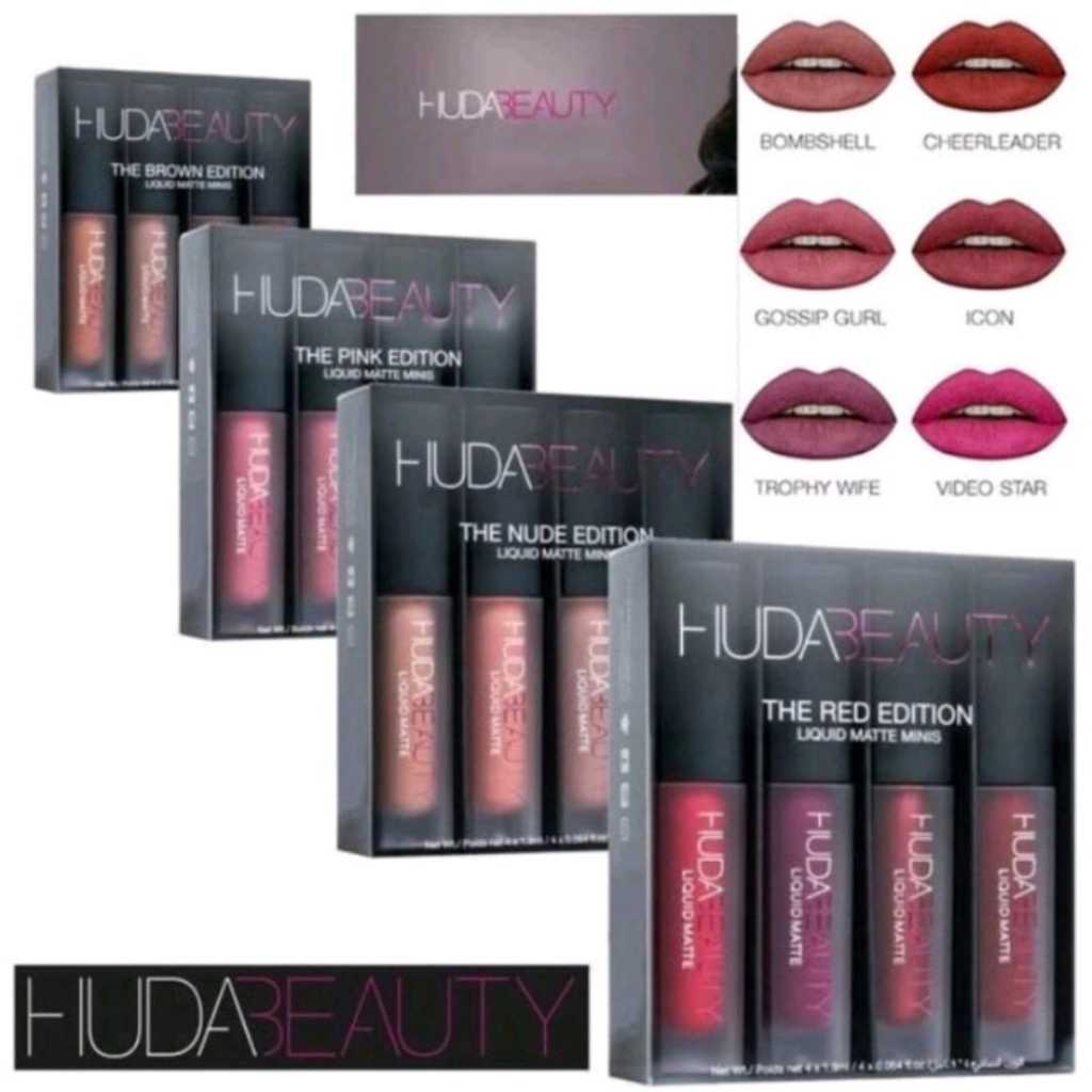Jual HUDA BEAUTY LIPSTIK MINI 4IN1/HUDA BEAUTY LIPCREAM 1PACK ISI 4PCS ...