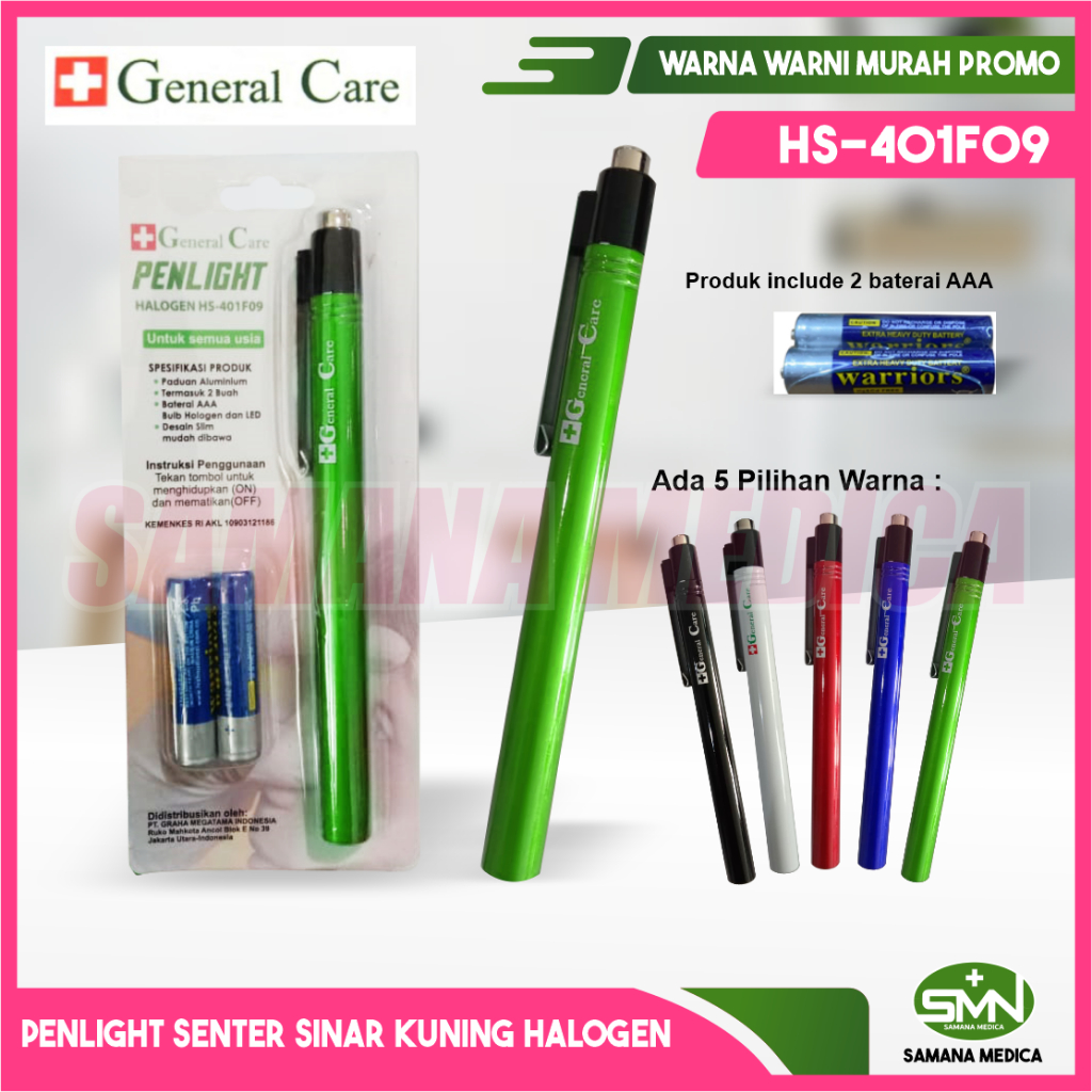 Jual Penlight Senter Sinar Kuning Halogen GENERAL CARE HS-401F09 Dengan ...