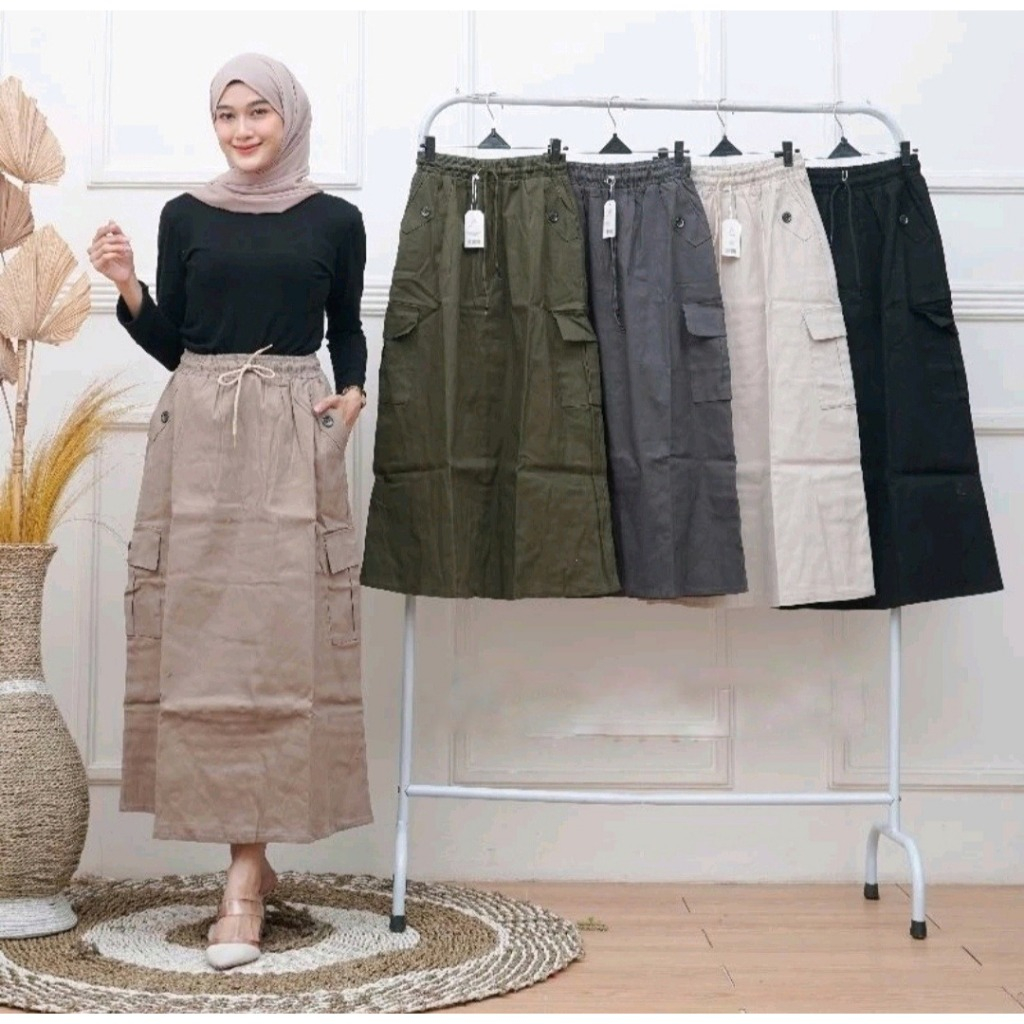 Jual [COD] PROMO SPESIAL INEZ ROK CARGO SKIRT WANITA TWILL IMPORT ...
