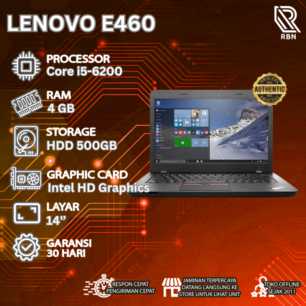 Jual LAPTOP Notebook LENOVO E460 CORE I5-6200 RAM 4GB HDD 500GB Second ...