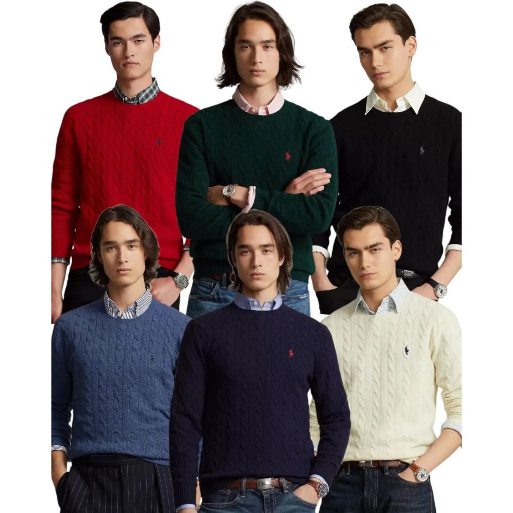 Jual Sweater Rajut Pria Polo Ralph Lauren Cable-Knit Wool Sweater ...