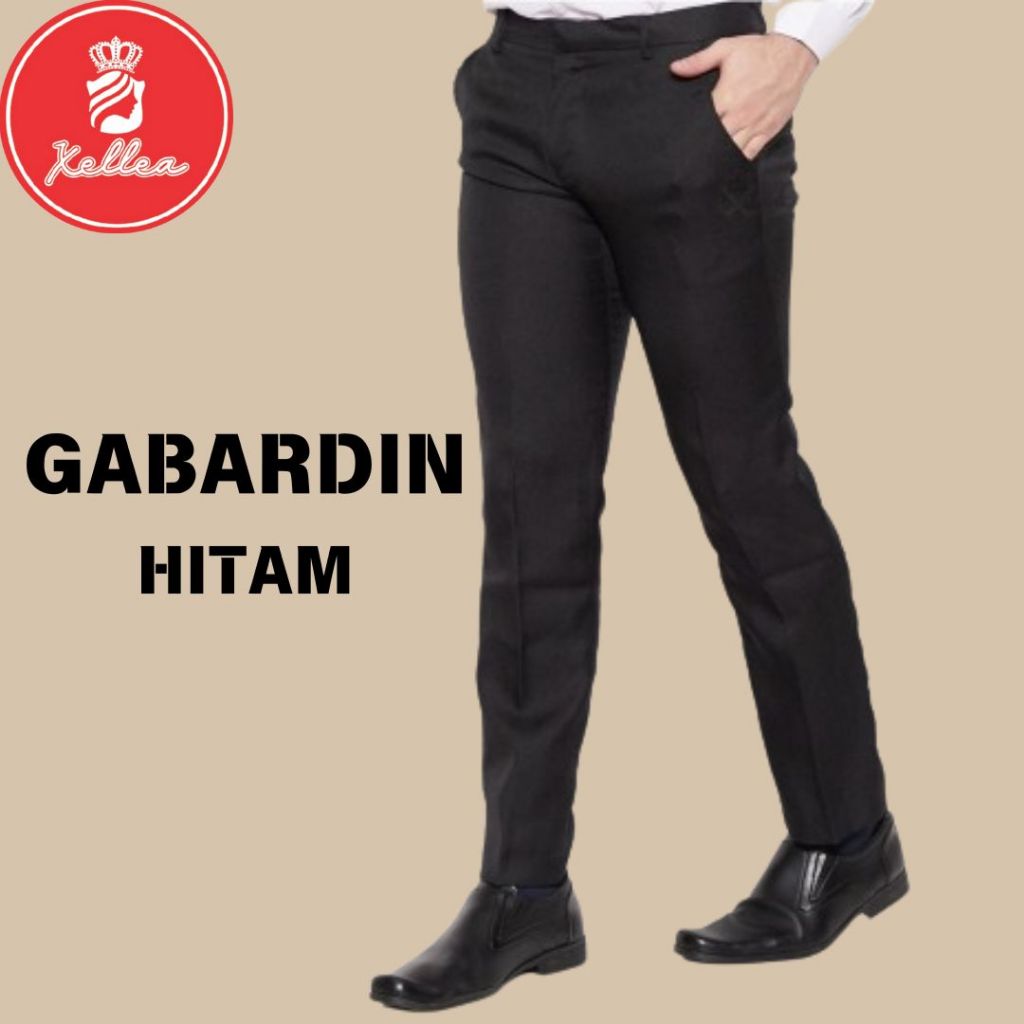 Jual Celana Pria Formal Panjang Kerja Kantor Slimfit Bahan Mario Gabardin HItam Casual Modern ...
