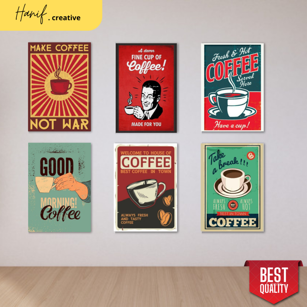 Jual Hiasan DInding Poster Kayu MDF - Poster Vintage Coffee Quotes ...