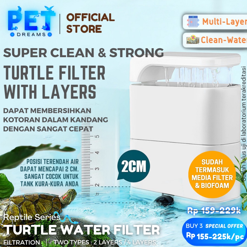 Jual KODE L95S TURTLE LOW WATER FILTER TANK AIR DANGKAL AQUARIUM ...