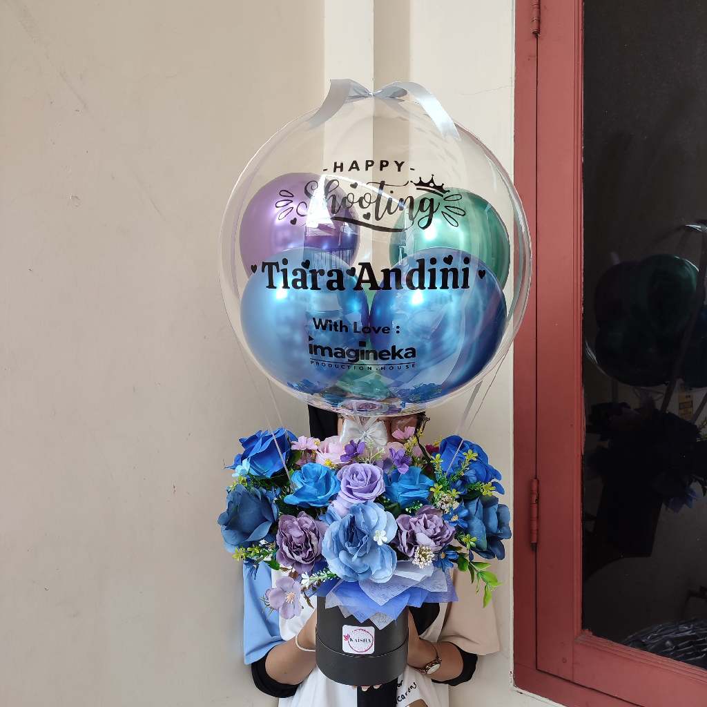 Jual Buket Balon Bunga Artificial Bucket Bunga Balon Kado Bunga Buket ...