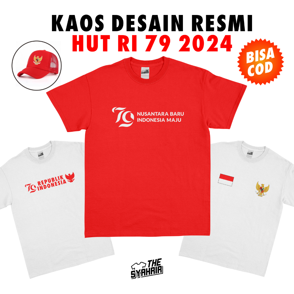 Jual Kaos Baju HUT RI 79 Logo Desain Resmi Tahun Upacara Bendera Republik Indonesia 17 Agustus ...