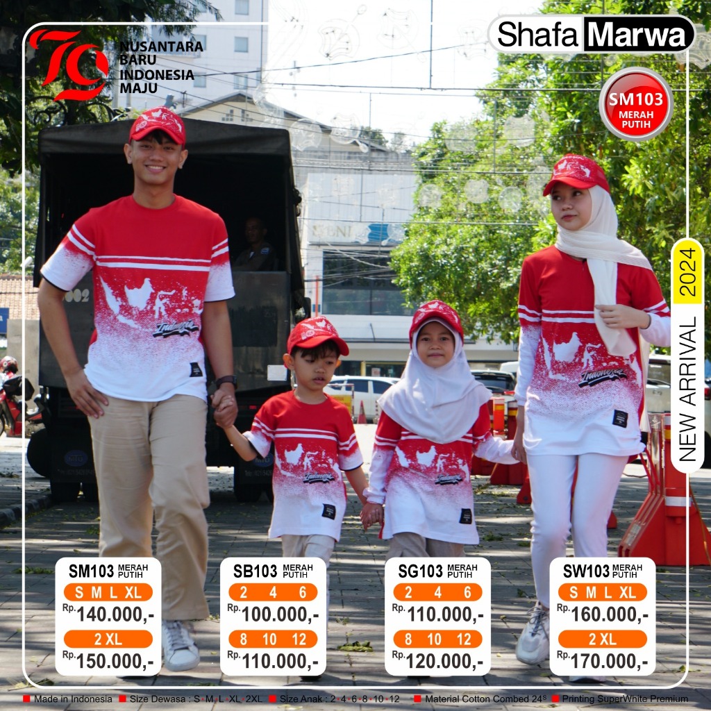 Jual Baju Kaos Seragam Couple Edisi Kemerdekaan Merah Putih Agustusan SM 103 Shafa Marwa ...