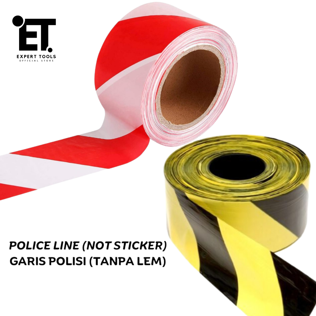 Jual Police Line Hitam Kuning Tanpa Lem 3"x500 Meter Garis Polisi Merah ...
