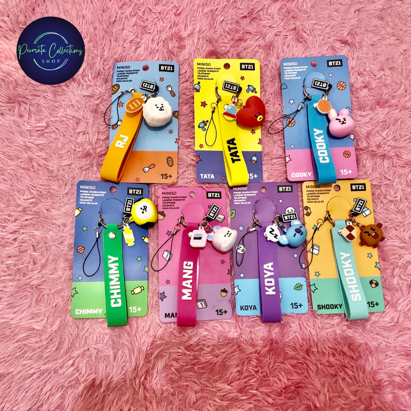 Jual Miniso x BT21 Collection Keychain Plush / Gantungan Kunci / Tali Ponsel / Phone Charm Strap ...