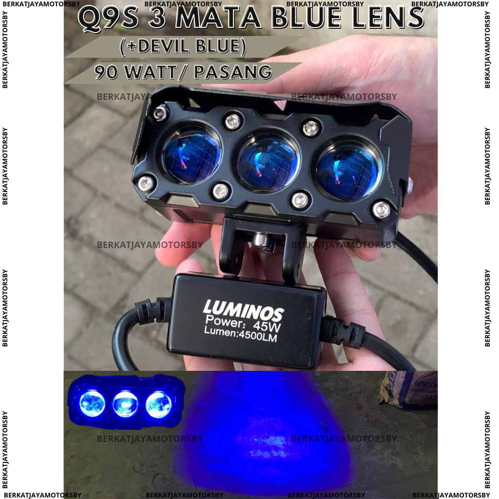 Jual [SIAP KIRIM] LUMINOS LAMPU TEMBAK SOROT SQL 3 MATA Q9 Q9S BLUE LENS 2 WARNA WHITE YELLOW ...