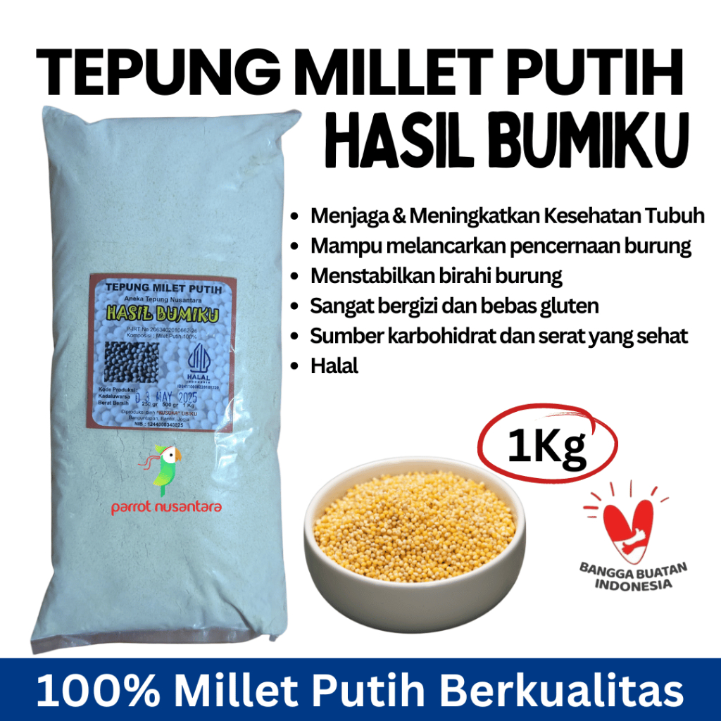 Jual Tepung Millet Putih Organik 1Kg Hasil Bumiku | Shopee Indonesia
