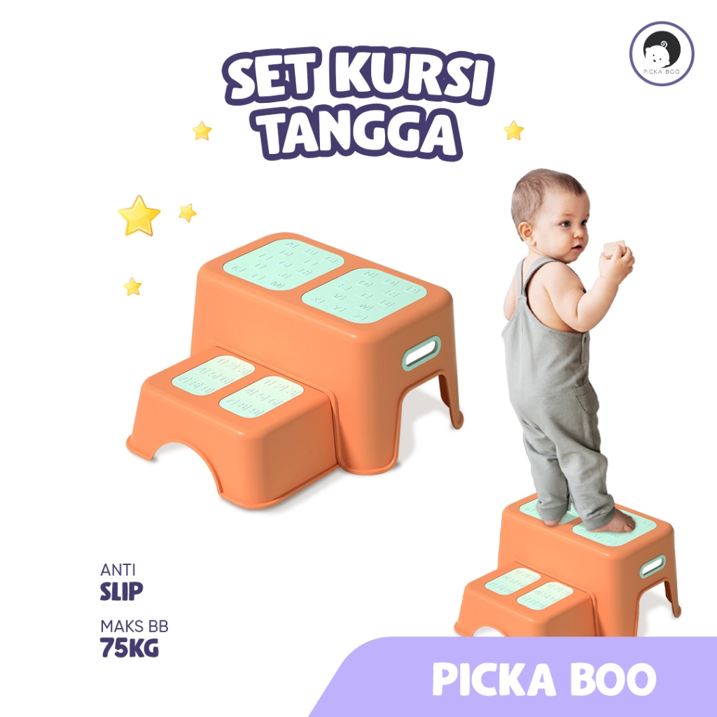Jual PICKA BOO 1 Set Bangku Pijakan Kaki Tangga Anak Kursi Step Stool ...