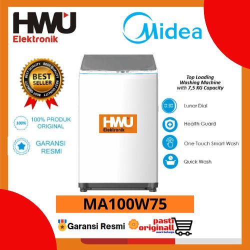 Jual MIDEA MA100W75 Mesin Cuci TOP Load Smart Wash 7.5KG MA-100W75 ...