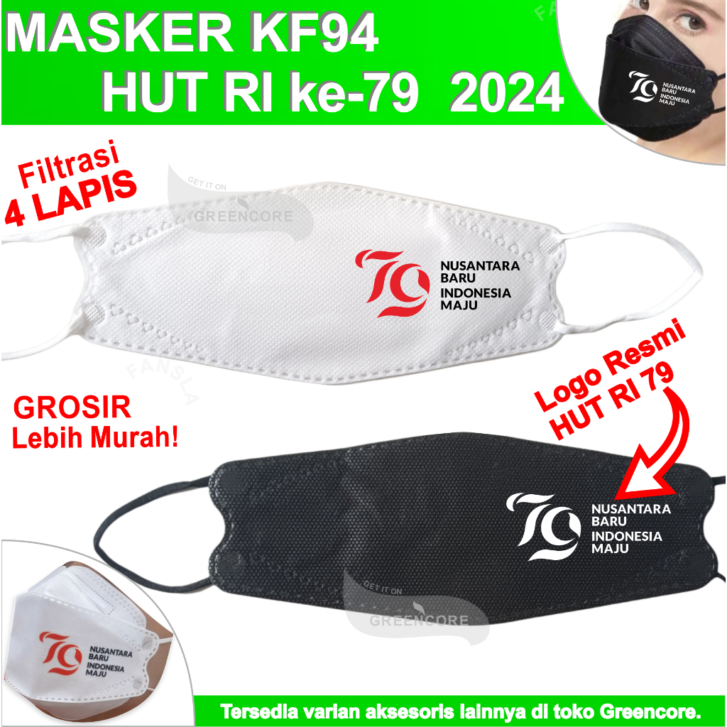 Jual Masker merah putih HUT RI 79 indonesia logo kf94 4 ply lapis 3d ...