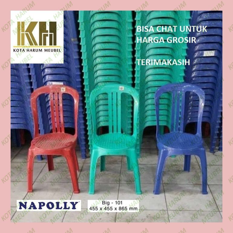 Jual kursi plastik napolly big 101 c hijau merah biru original bandung ...
