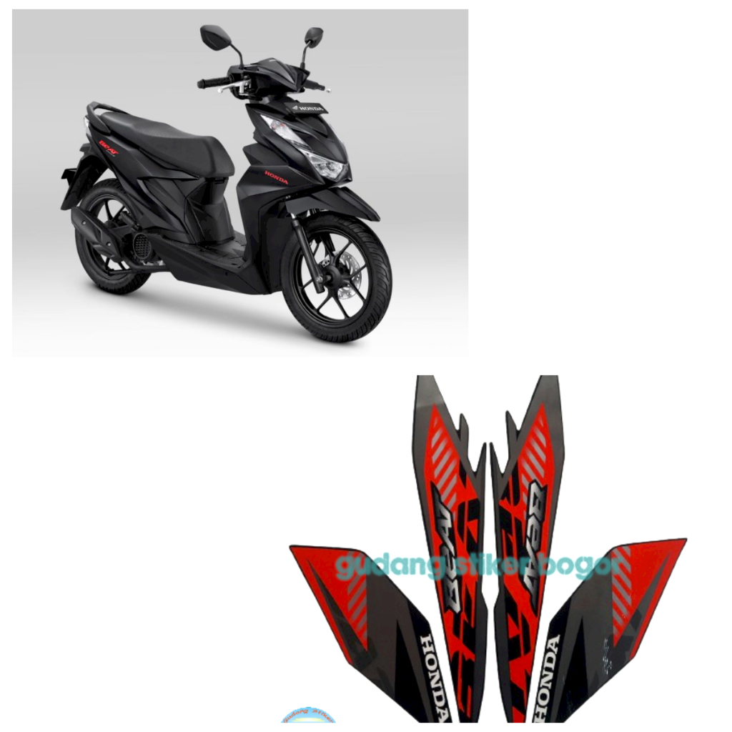 Jual Stiker striping motor honda beat fi 2023 cbs hitam-abu-merah ...