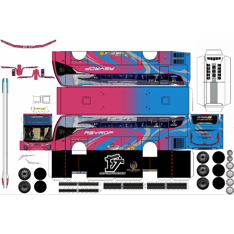 Jual LEMBARAN POLA BUS CASPER JET BUS 5 / PAPERCRAFT KERAJINAN MINIATUR ...