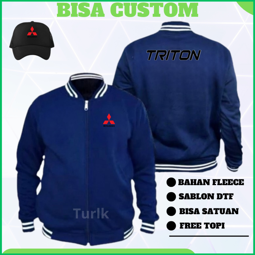 Jual Jaket Mitsubishi Triton Jaket Mobil Triton Varsity Custom | Shopee ...