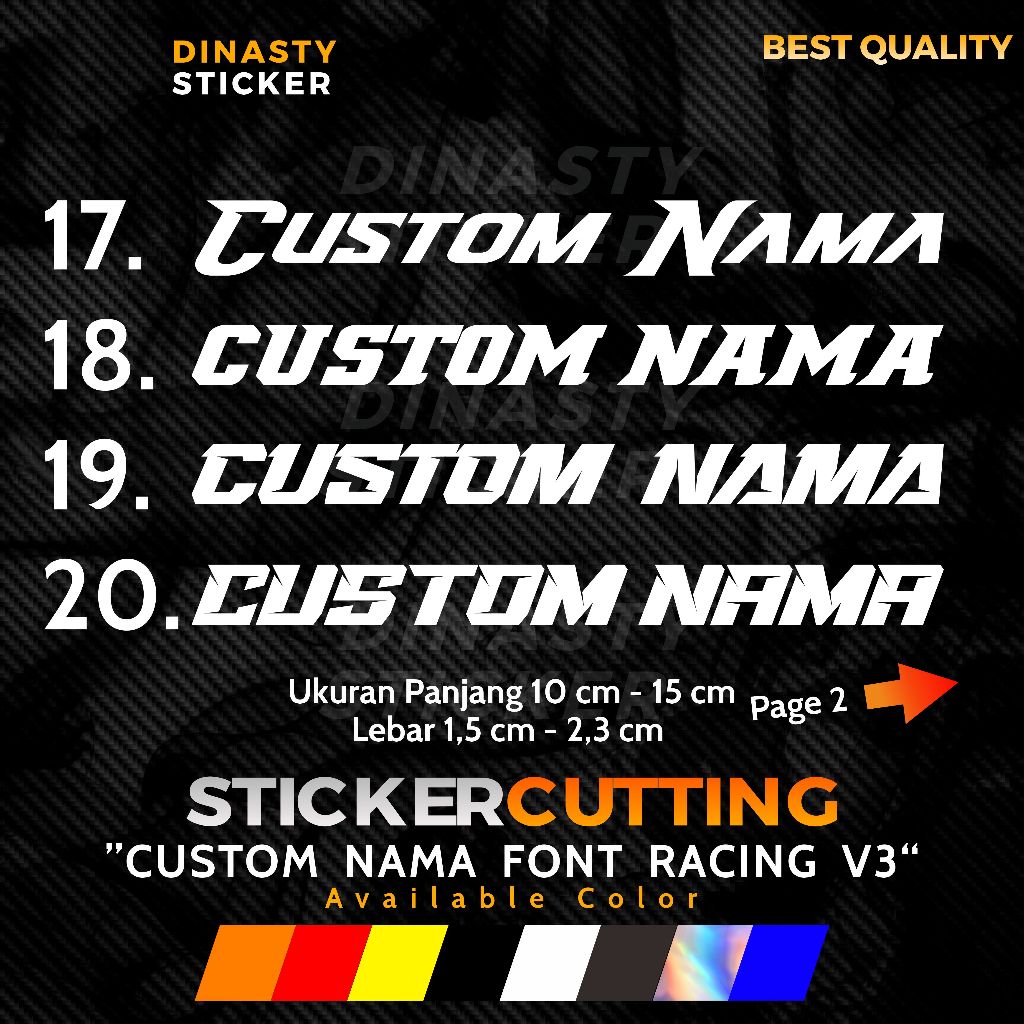 Jual STICKER STIKER CUTTING CUSTOM NAMA FONT RACING REQUEST NAMA ...
