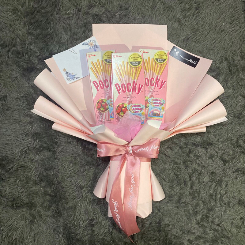 Jual BOUQUET SNACK POCKY PINK [Ready stock & Free packing] Buket Snack ...
