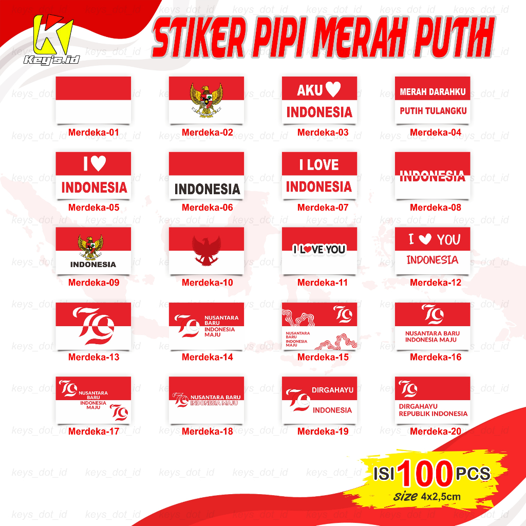 Jual STICKER STIKER PIPI INDONESIA ISI 100 PCS, STIKER HUT RI, STICKER ...