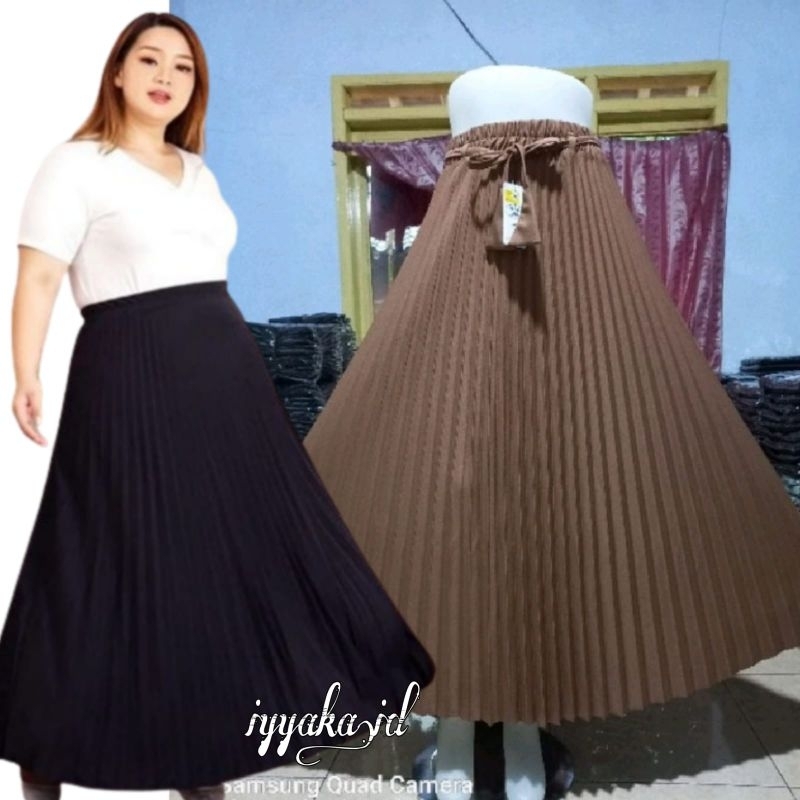 Jual ROK PLISKET PREMIUM JUMBO dan STANDART / ROK MAYUNG PLISKET / GRADE A / FIT TO XXL(Jumbo ...