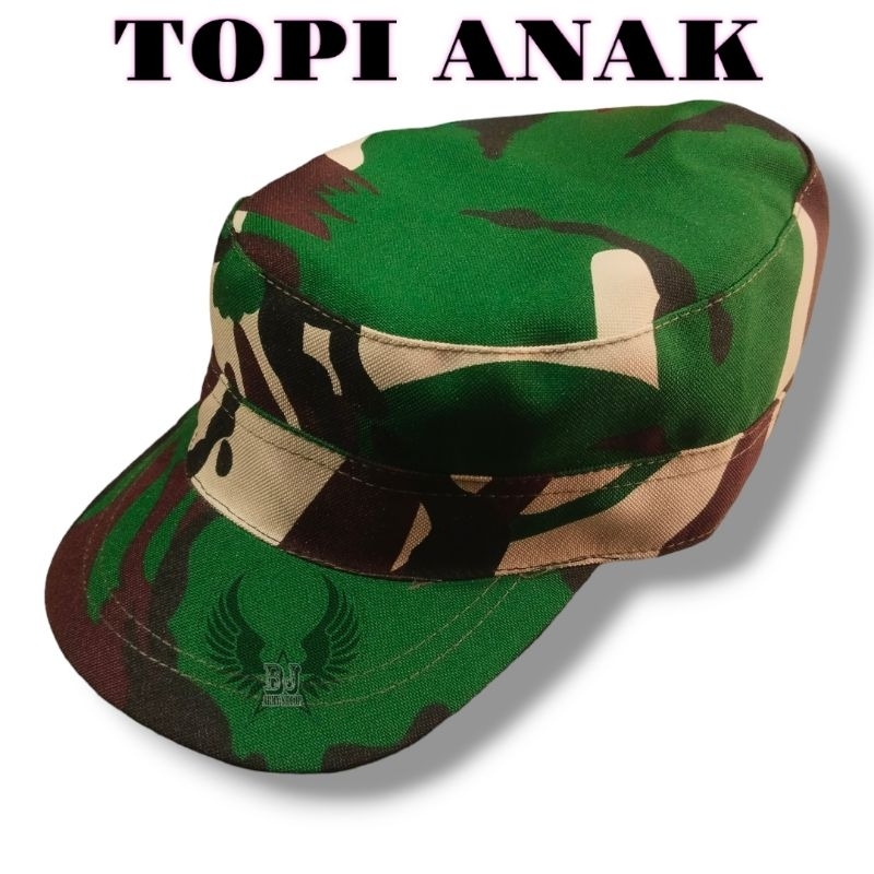 Jual topi pdl anak/topi comando anak/topi pet anak loreng | Shopee ...