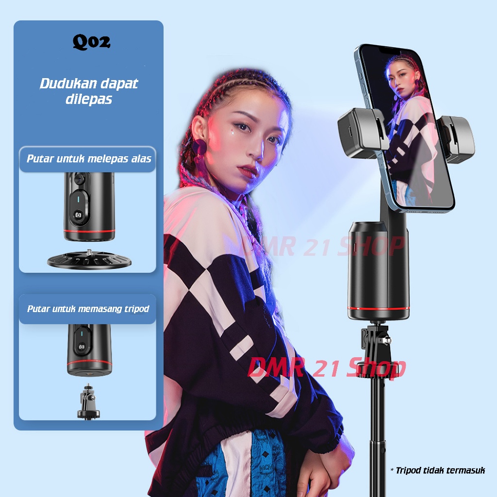 Jual DMR Q02 Auto Al Face Tracking Gimbal Handphone Stabilizer 360° With Lampu Led RGB Gimbal ...