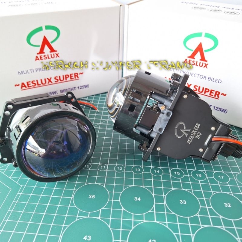 Jual biled 24 volt truck bus merk aeslux E58 blue lens hi lo beam harga ...