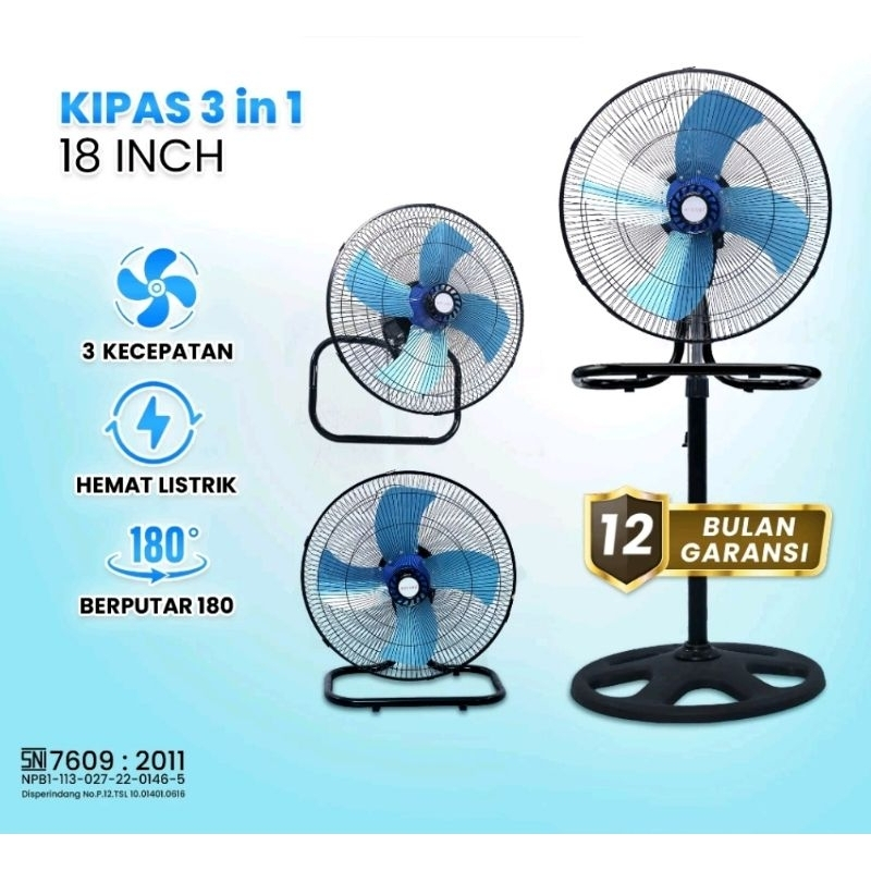 Jual Kipas Angin Tornado 3 in 1 OKAYAMA 18 inch Tornado Besi 3 in 1 Bisa di Meja,Dinding dan ...