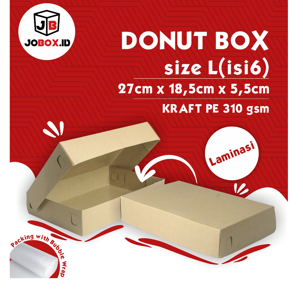 Jual Box Donat isi 6 Kraft FULL LAMINASI 27x18,5x5,5 cm / Box Kraft ...