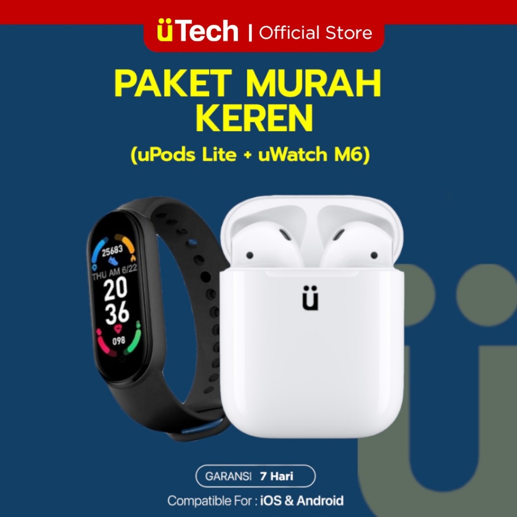 Jual uTech Paket Murah Keren TWS + Smartwatch [uPods Lite + uWatch M6 ...