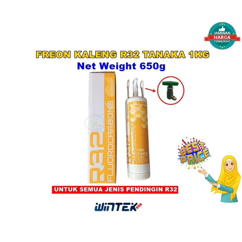 Jual FREON R32 KALENG 1KG TANAKA DAN JINCOOL REFRIGANT | PREON R 32 REFRIGANT 1 KG NETTO 650g ...