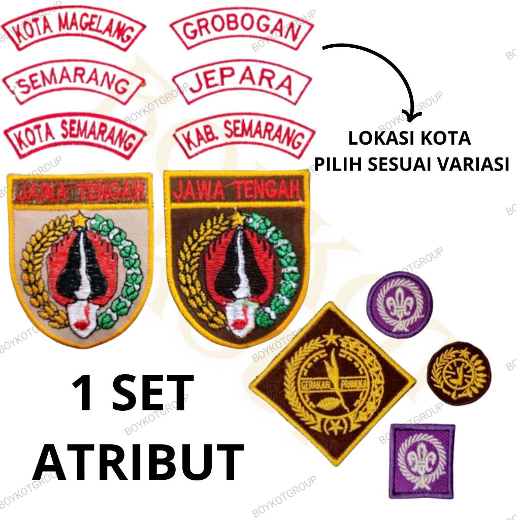 Jual 1 set atribut bordir pramuka / kwarda jawa tengah / tunas saku Lis ...
