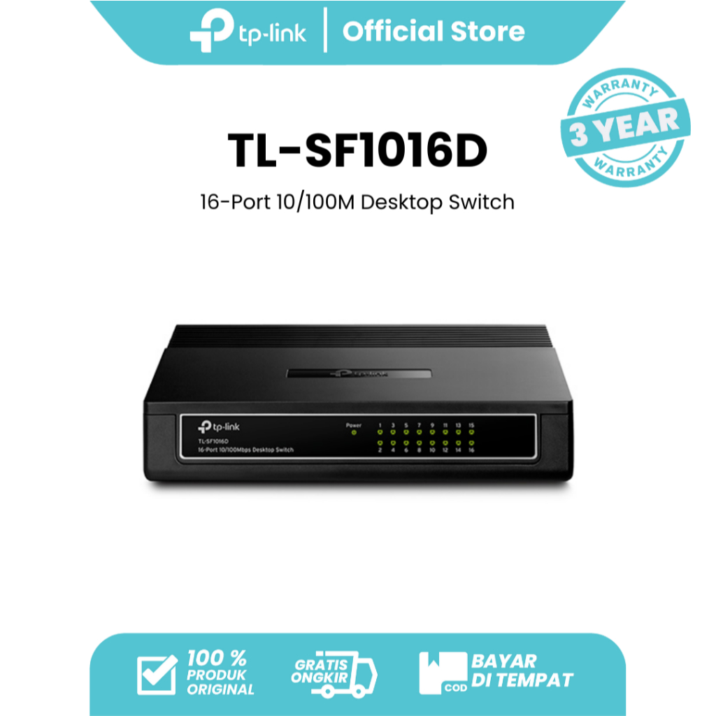 Jual TP-Link TL-SF1016D | 16-Port Desktop Switch | 10/100mbps RJ45 Port ...
