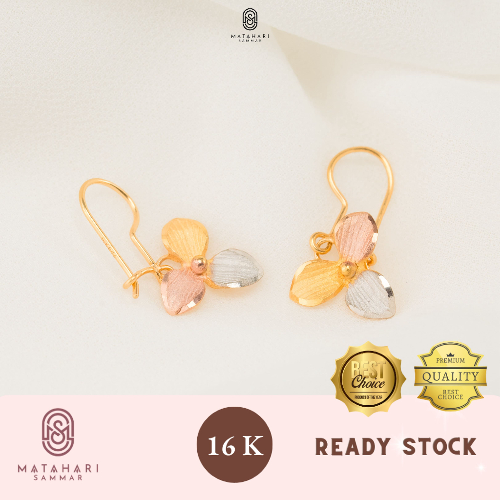 Jual Anting Gantung Model Bunga Gold 16K Toko Emas Matahari Sammar ...